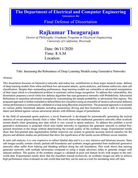 THEAGARAJAN, Rajkumar Dissertation Defense Flyer | Department of ...