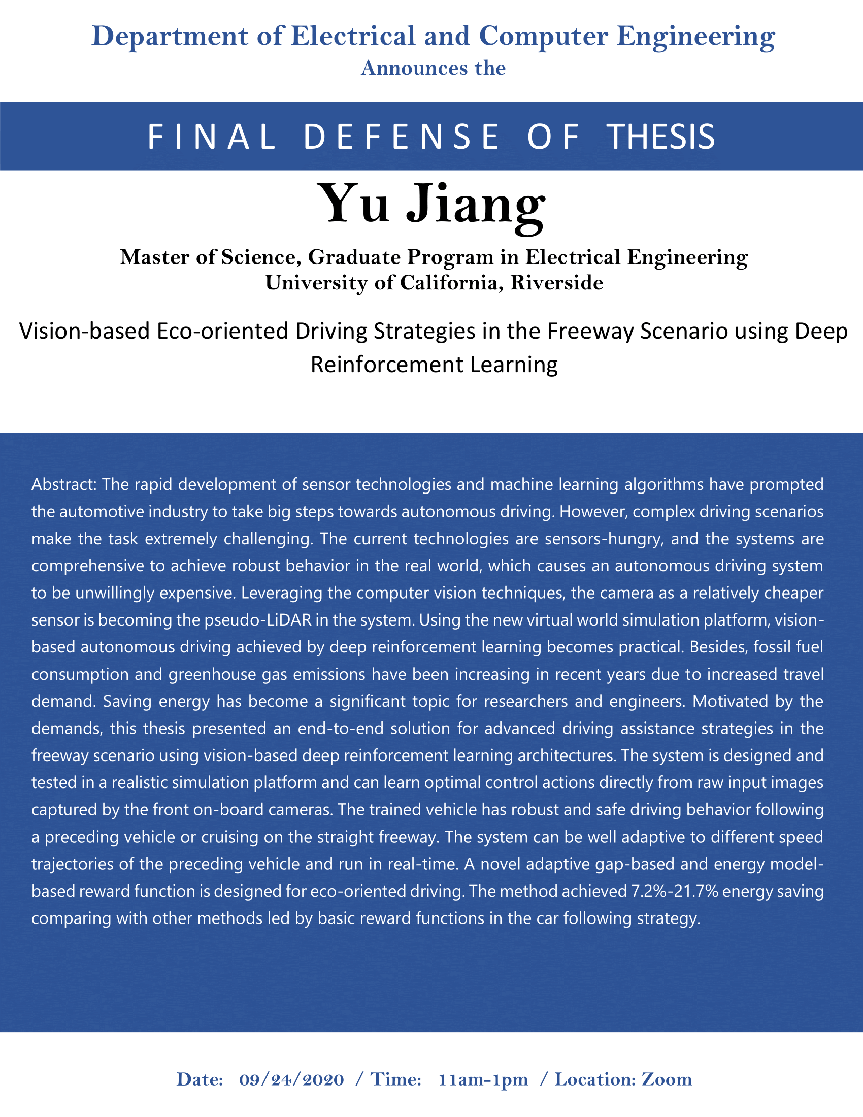 Final Defense of Dissertation: Yu Jiang | Department of Electrical and ...